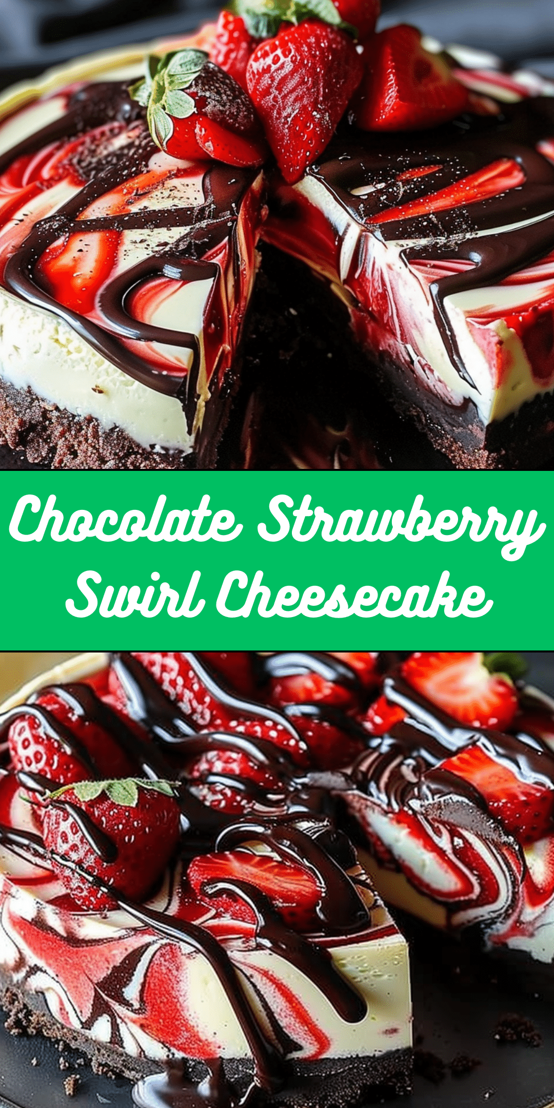 Chocolate Strawberry Swirl Cheesecake - Recipes by Janet