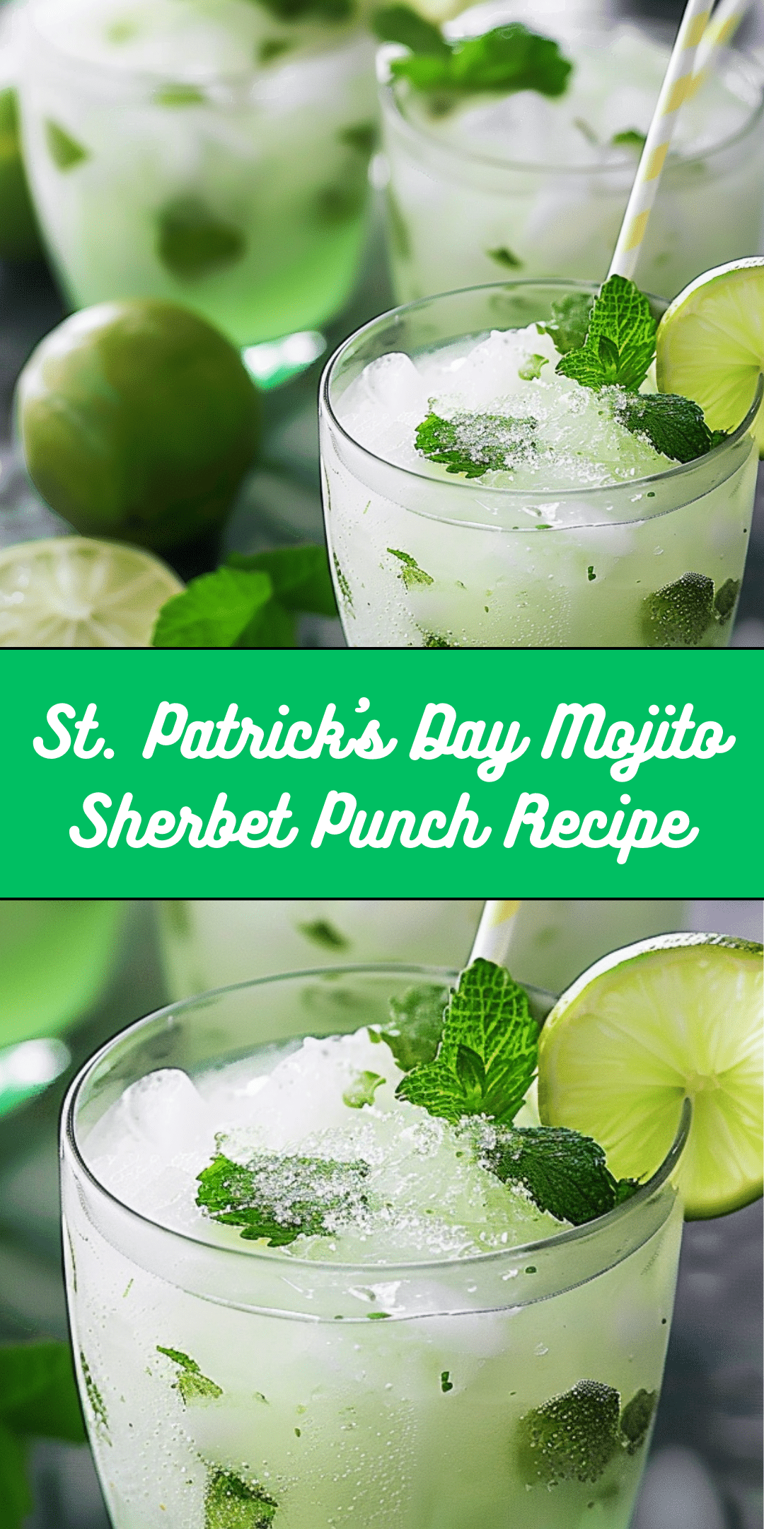 St. Patrick's Day Mojito Sherbet Punch Recipe - Recipes by Janet