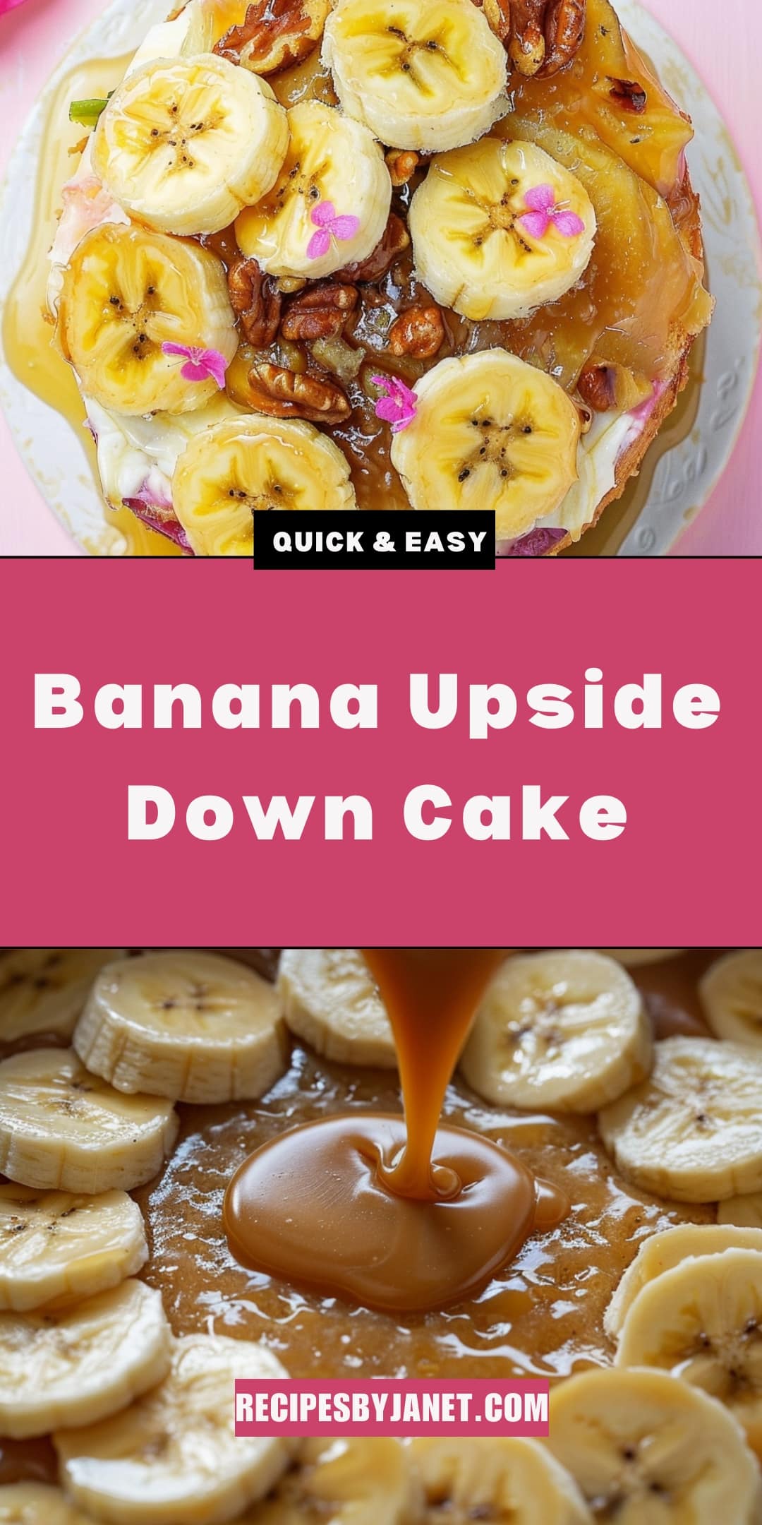 Banana Upside-Down Cake Recipe - Recipes by Janet