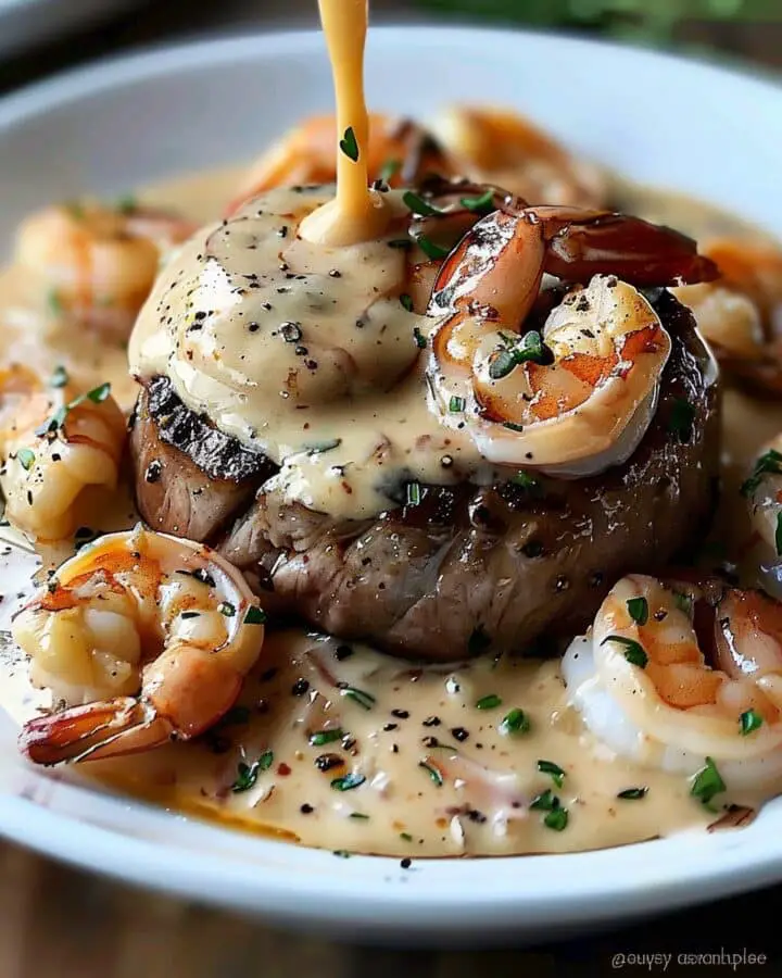 Filet Mignon with Shrimp and Lobster Cream Sauce - Recipes by Janet