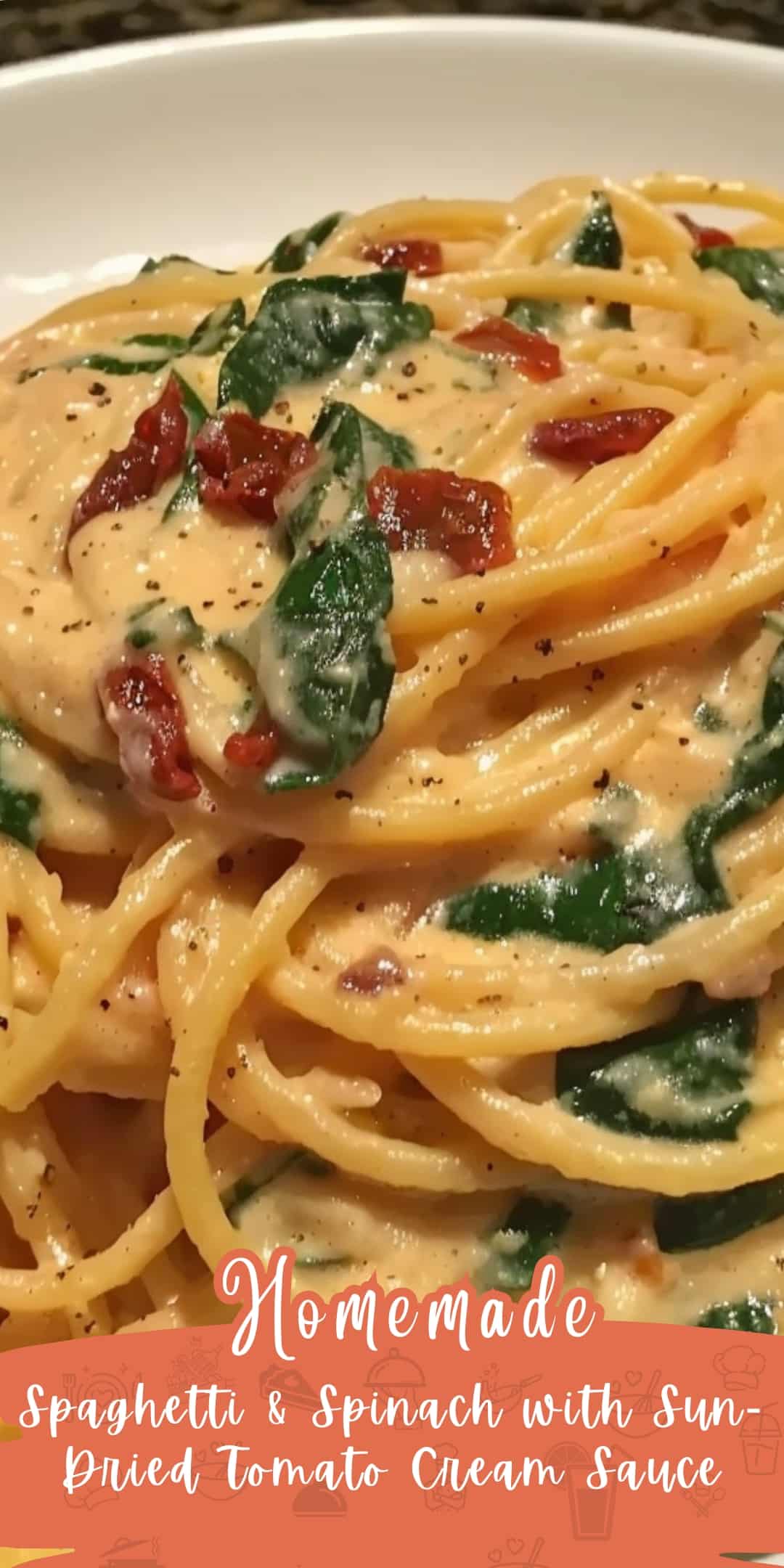 Spaghetti with Spinach and Sun-Dried Tomato Cream Sauce - Recipes by Janet