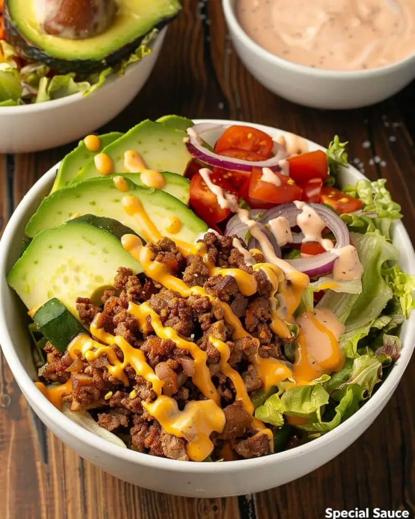 Fully Loaded Burger Bowl with “Special Sauce” - Recipes by Janet
