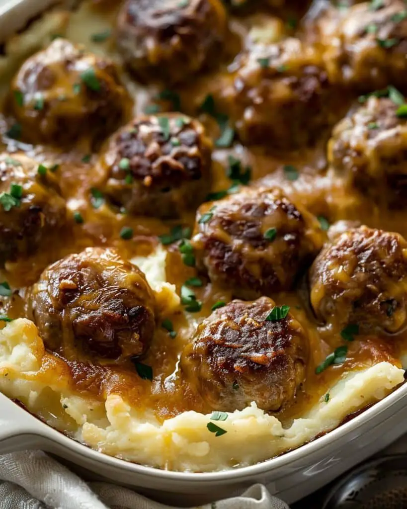 Meatball and Mashed Potato Bake - Recipes by Janet