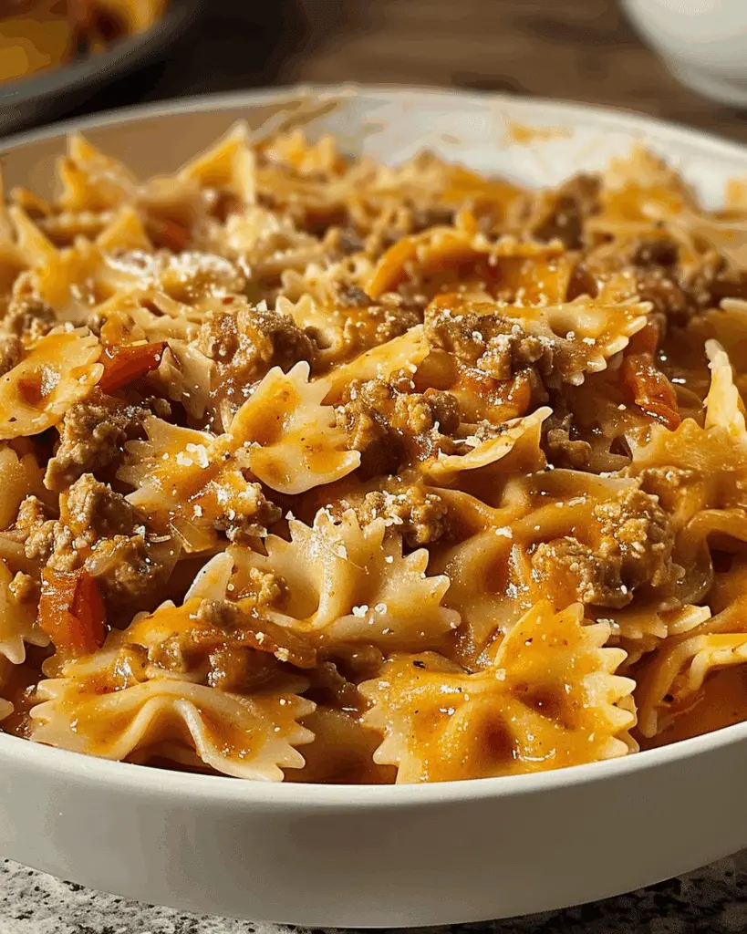 Velveeta Beef Pasta with Bowtie Noodles - Recipes by Janet
