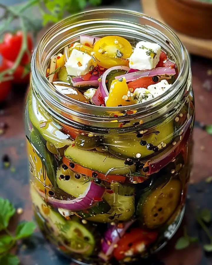Zesty Mediterranean Pickled Veggies with Feta and Oregano - Recipes by ...