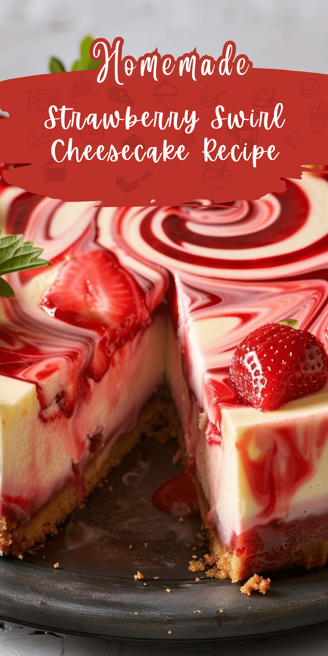 Strawberry Swirl Cheesecake Recipe - Recipes by Janet