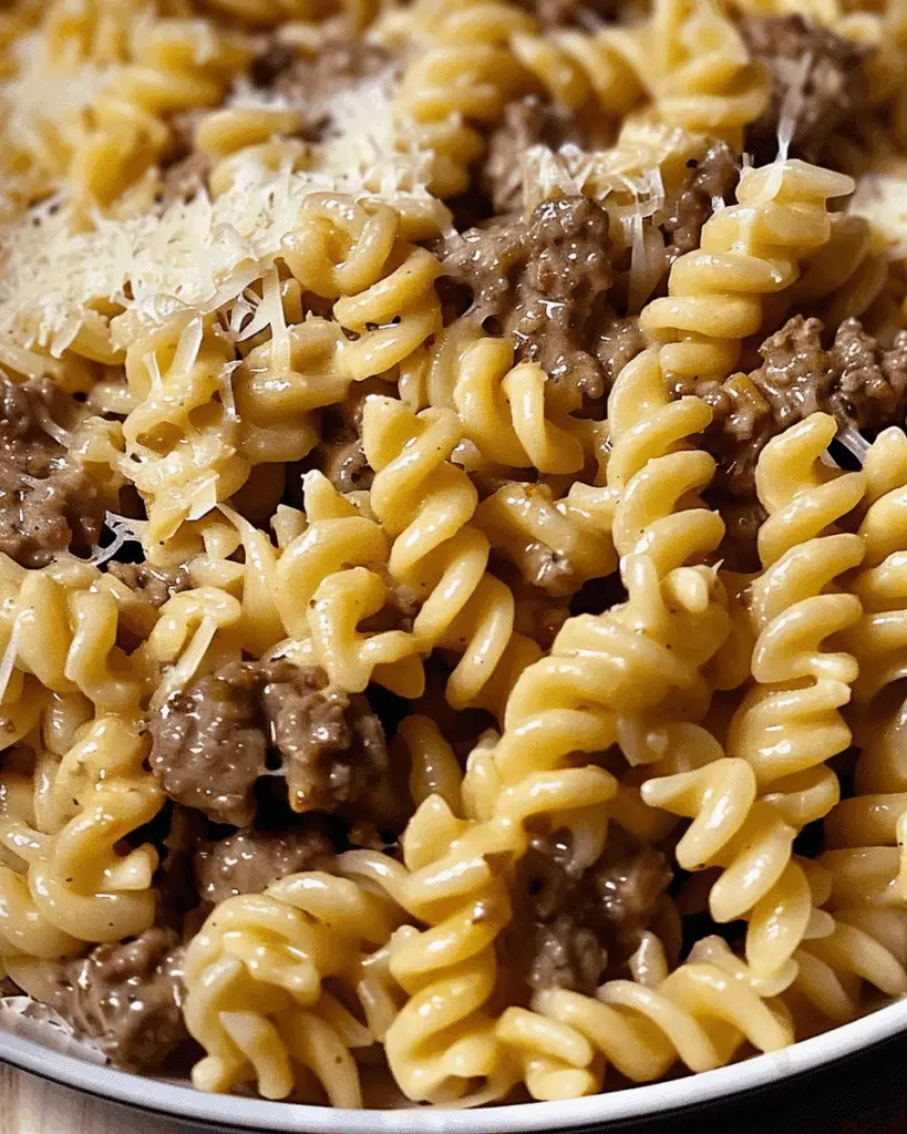 Beef and Rotini in Garlic Parmesan Sauce - Recipes by Janet
